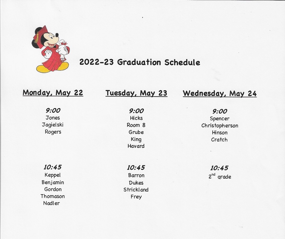 Graduation Schedule | Southside Primary School